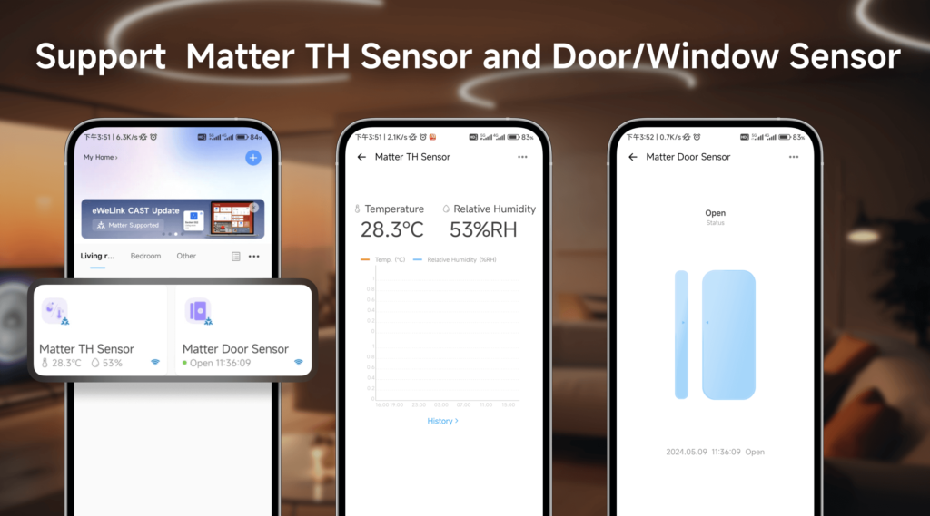 eWeLink App V5.6 Supports Matter TH Sensor and Door/Window Sensor