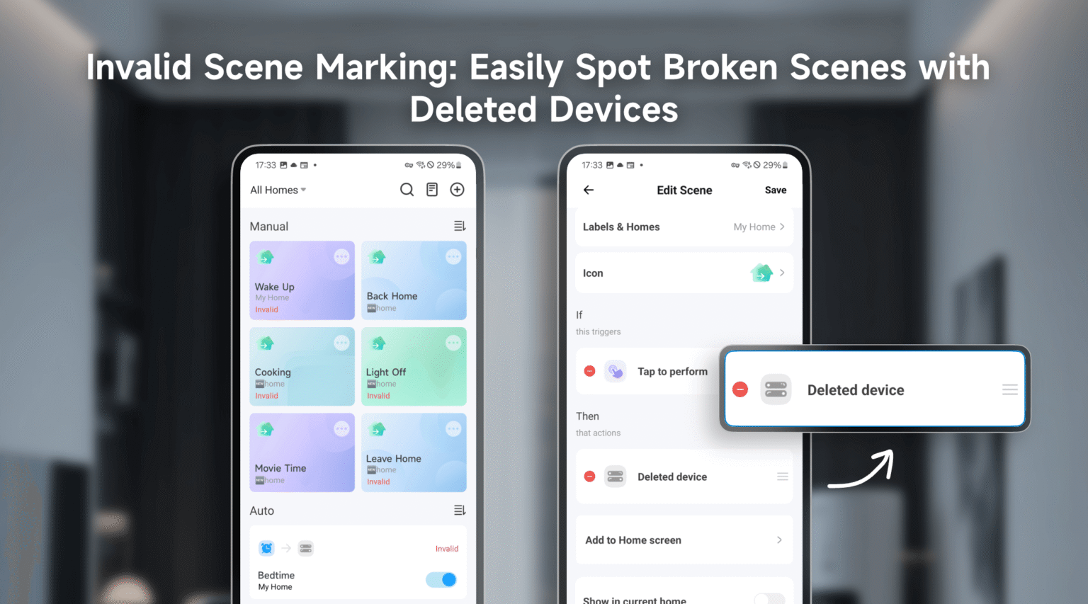 Invalid Scene Marking: Easily Spot Broken Scenes with Deleted Devices
