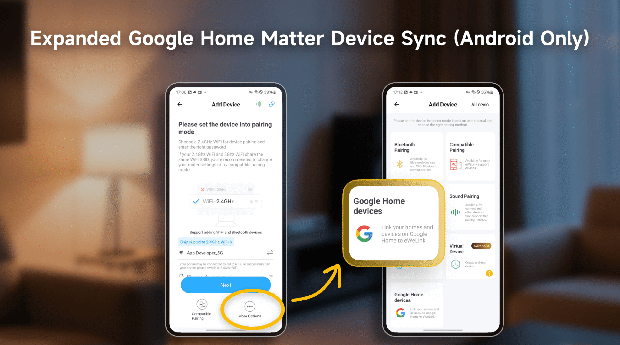 Expanded Google Home Matter Device Sync in eWeLink V5.20